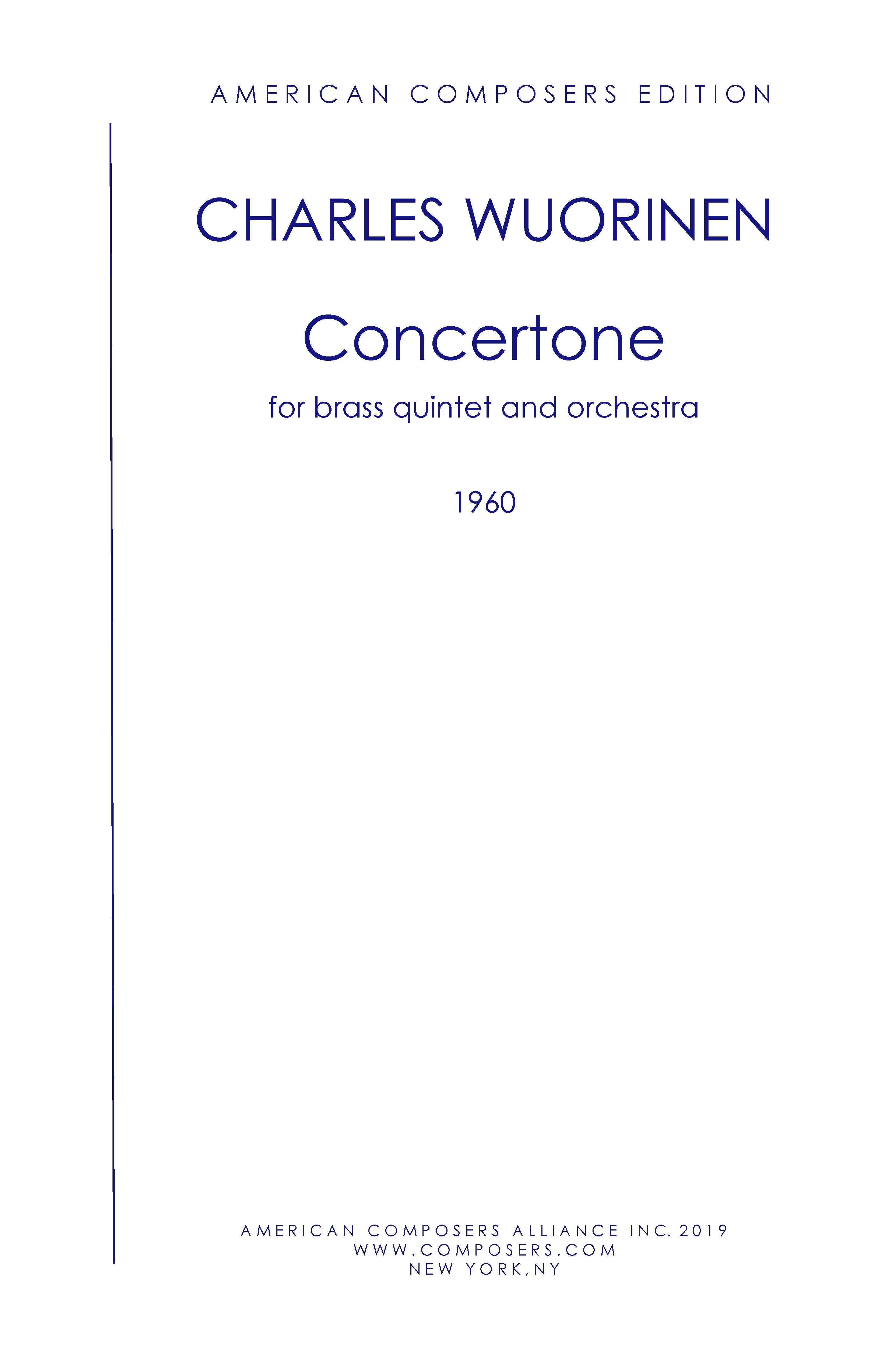 CONCERTONE (1960) for Brass Quintet and Orchestra – American Composers ...