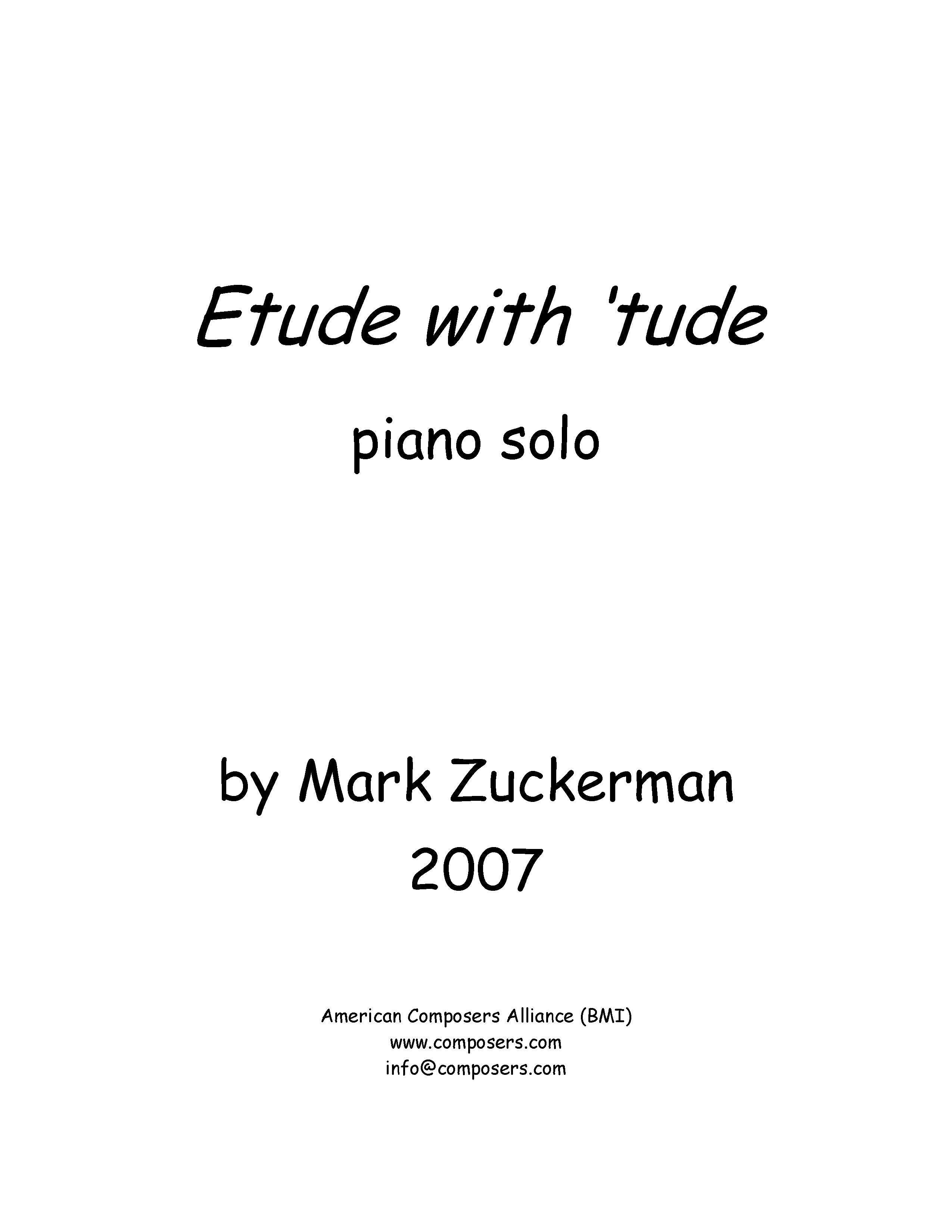 ETUDE WITH A 'TUDE – American Composers Alliance
