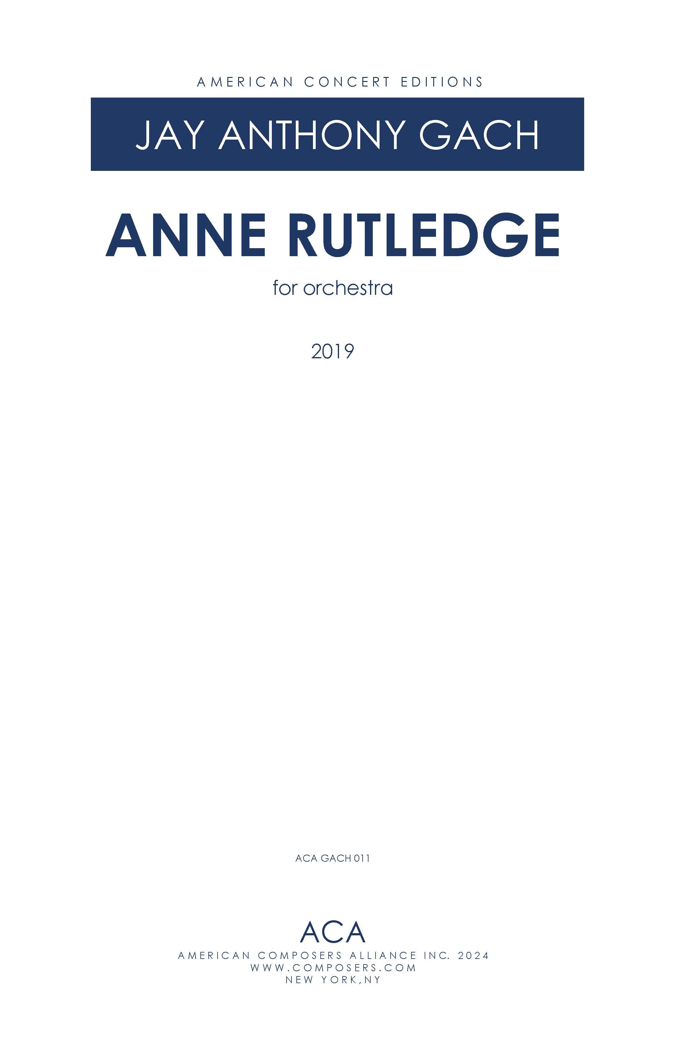 ANNE RUTLEDGE – American Composers Alliance