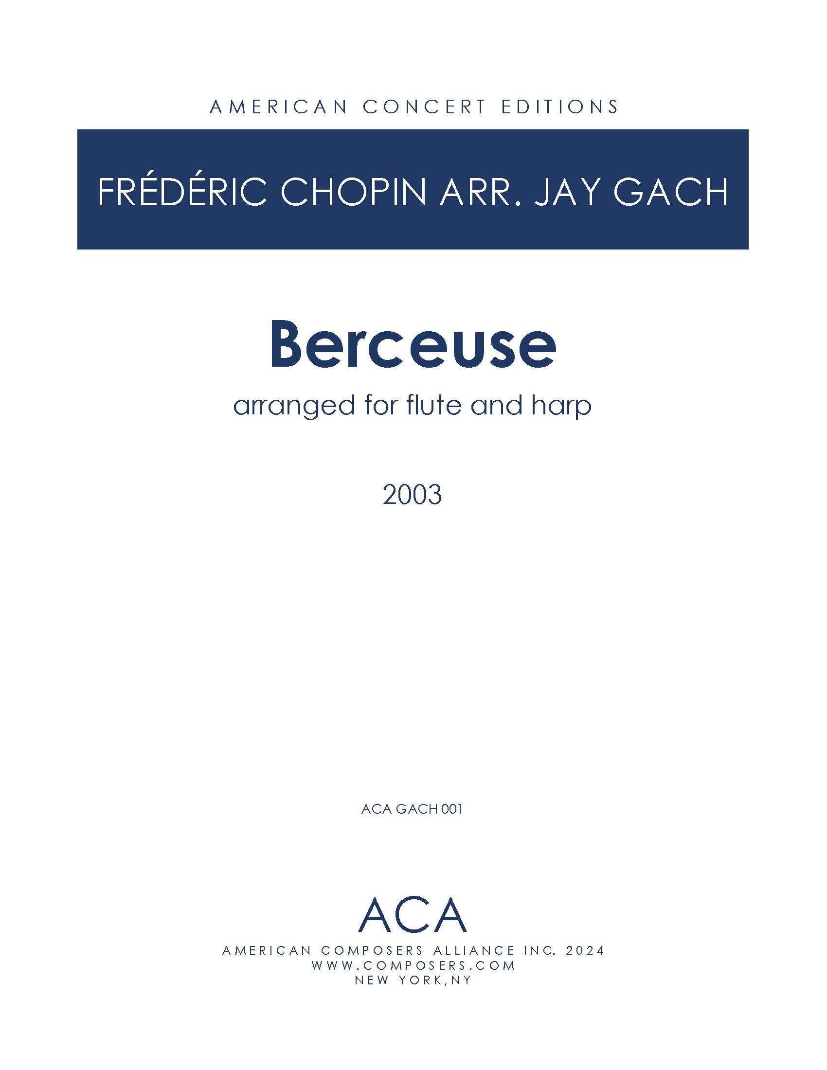 Berceuse – American Composers Alliance