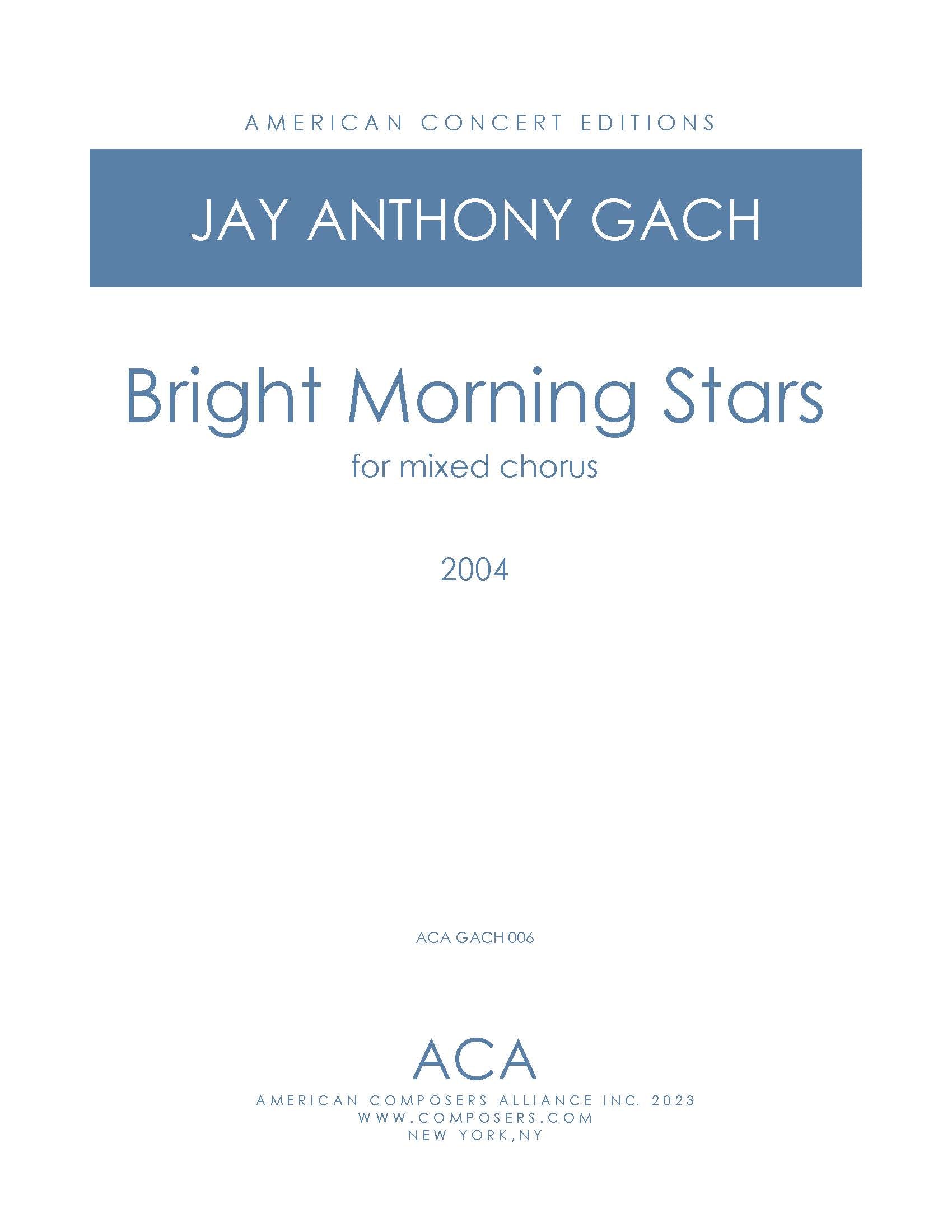 Bright Morning Stars – American Composers Alliance