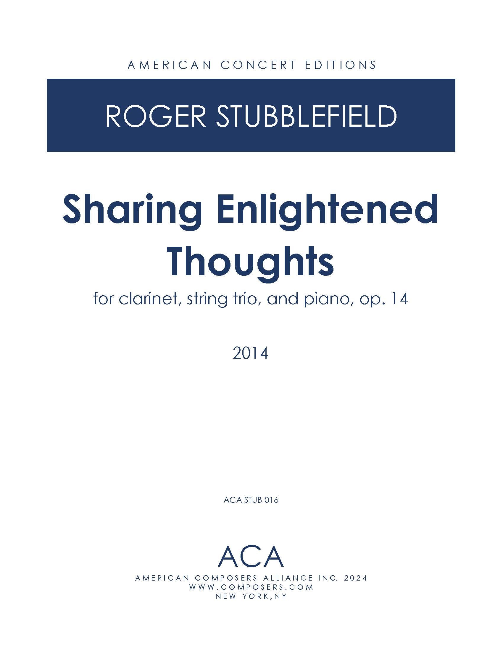 Sharing Enlightened Thoughts, Op. 14 – American Composers Alliance