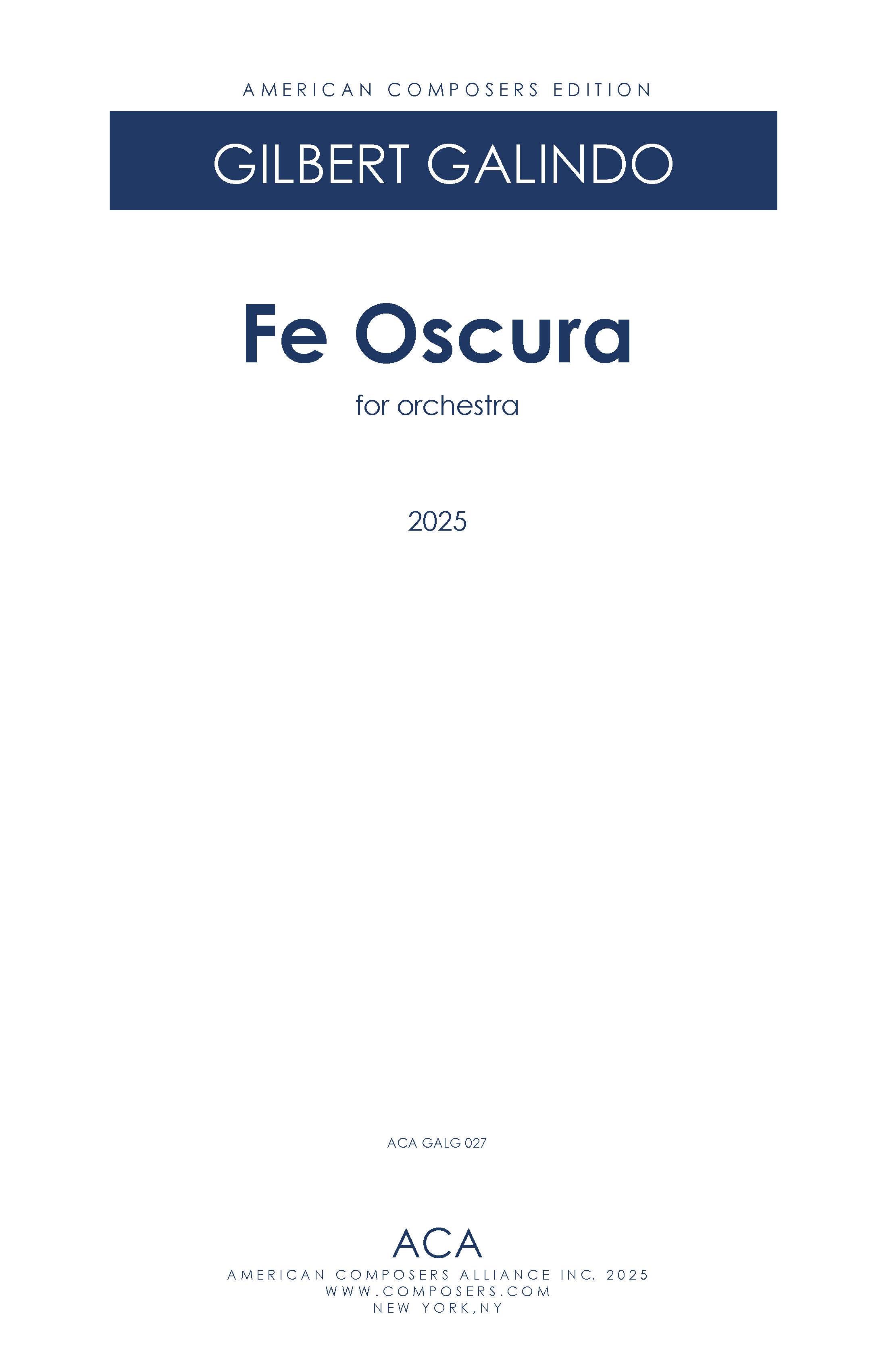 Fe Oscura – American Composers Alliance