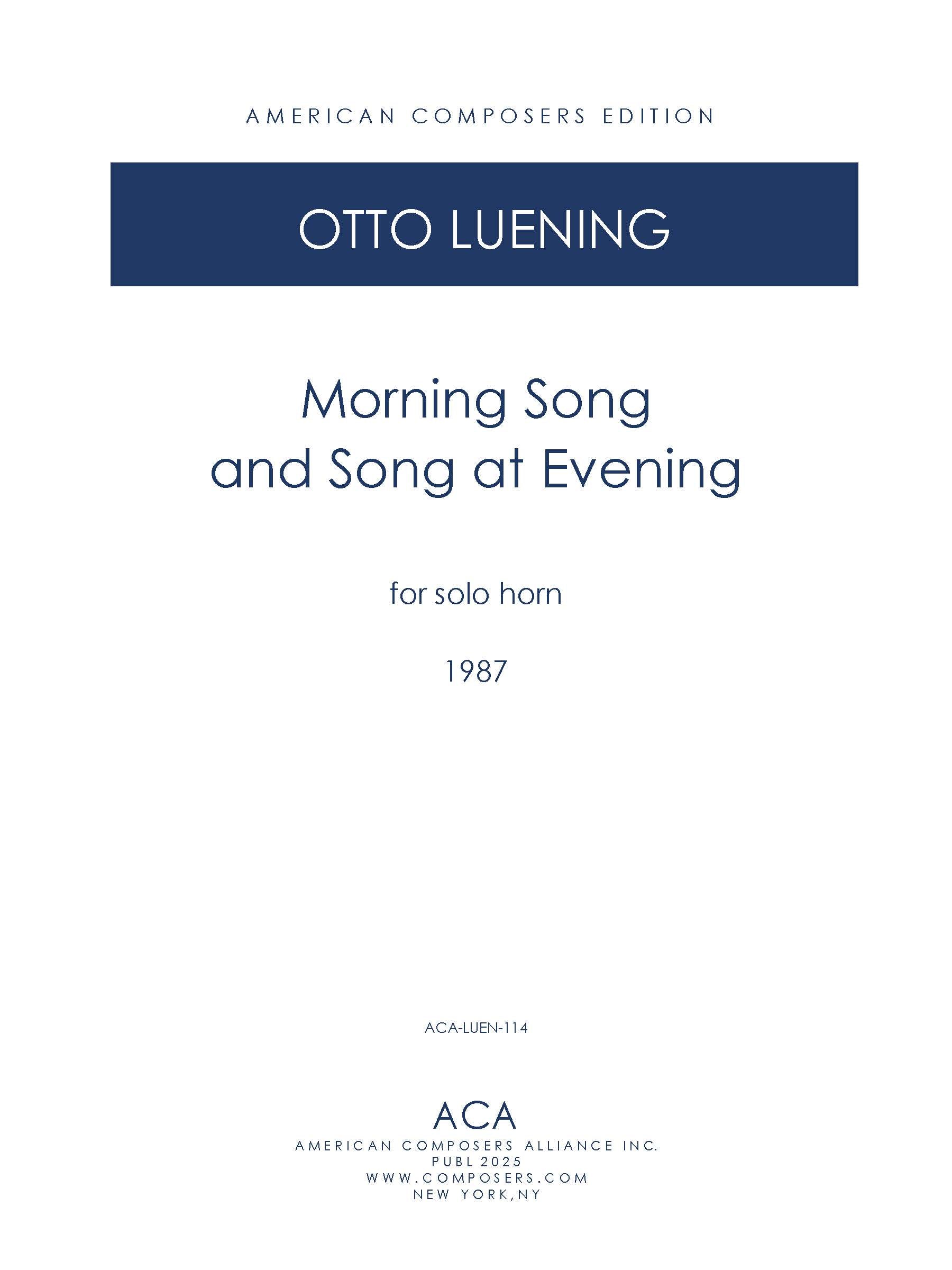 MORNING SONG AND SONG AT EVENING – American Composers Alliance