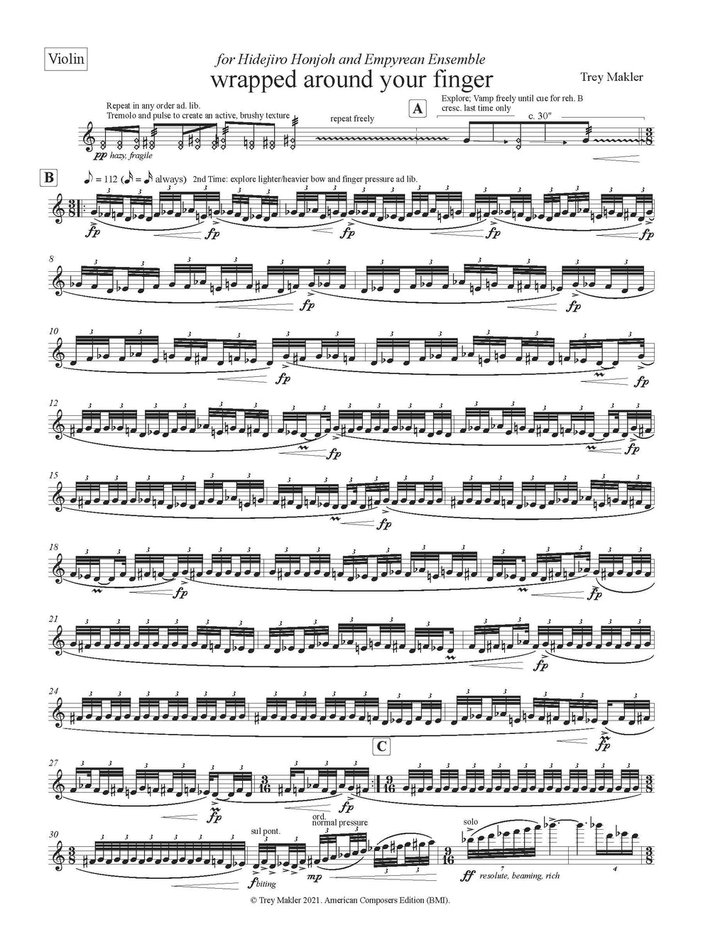 wrapped around your finger – American Composers Alliance