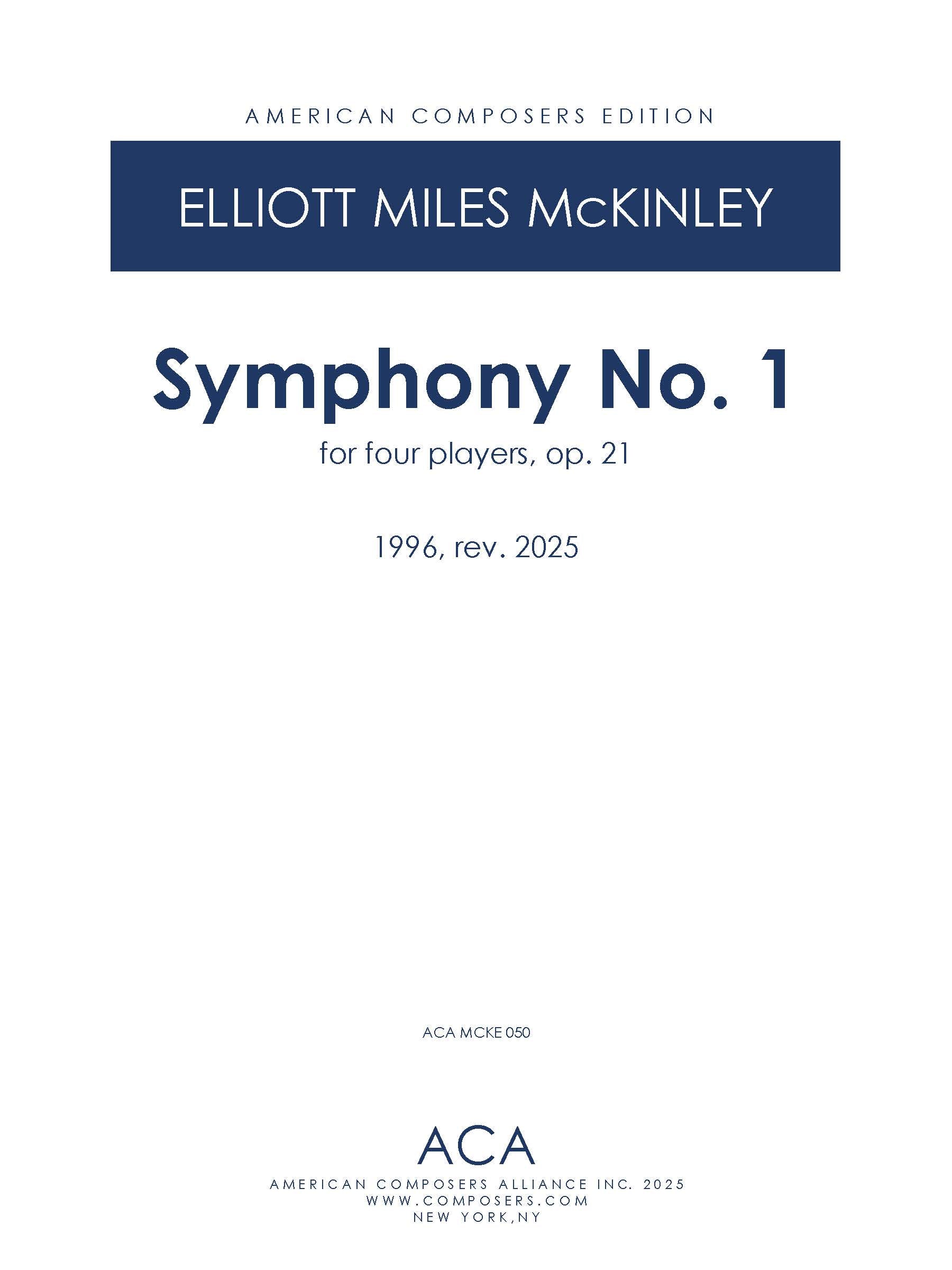 Symphony No. 1 for Four Players – American Composers Alliance