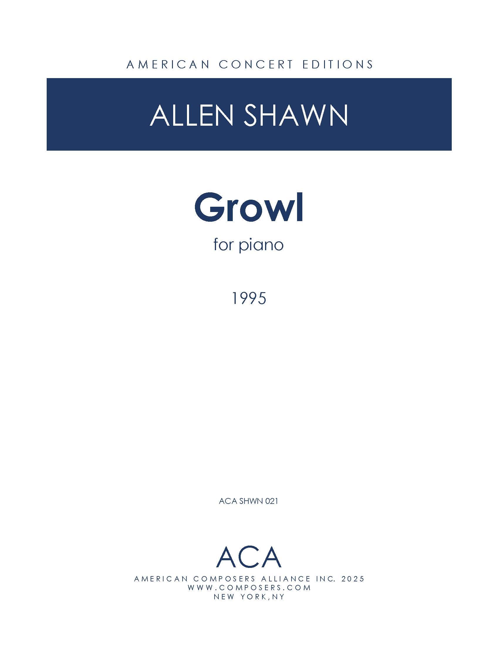 Growl – American Composers Alliance