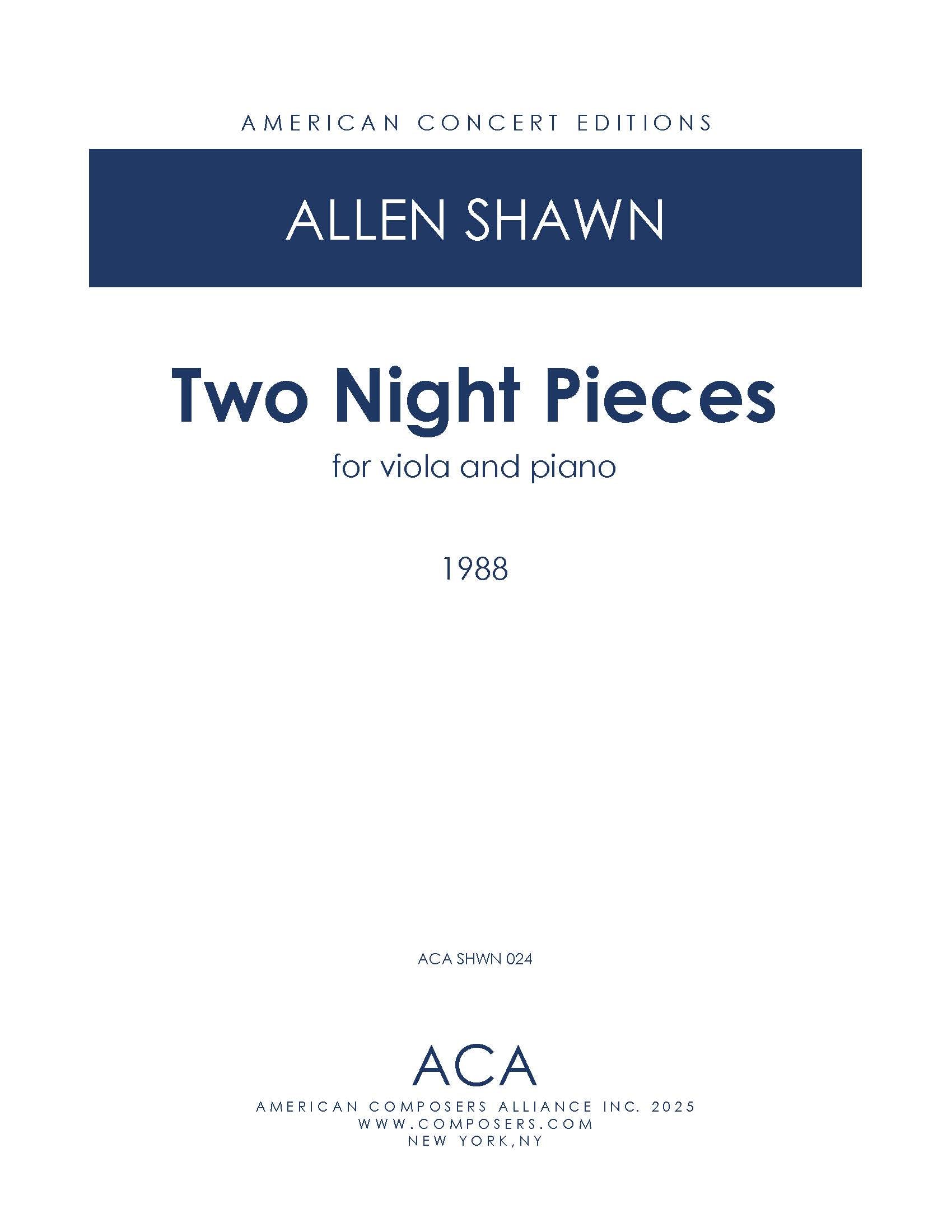 Two Night Pieces – American Composers Alliance