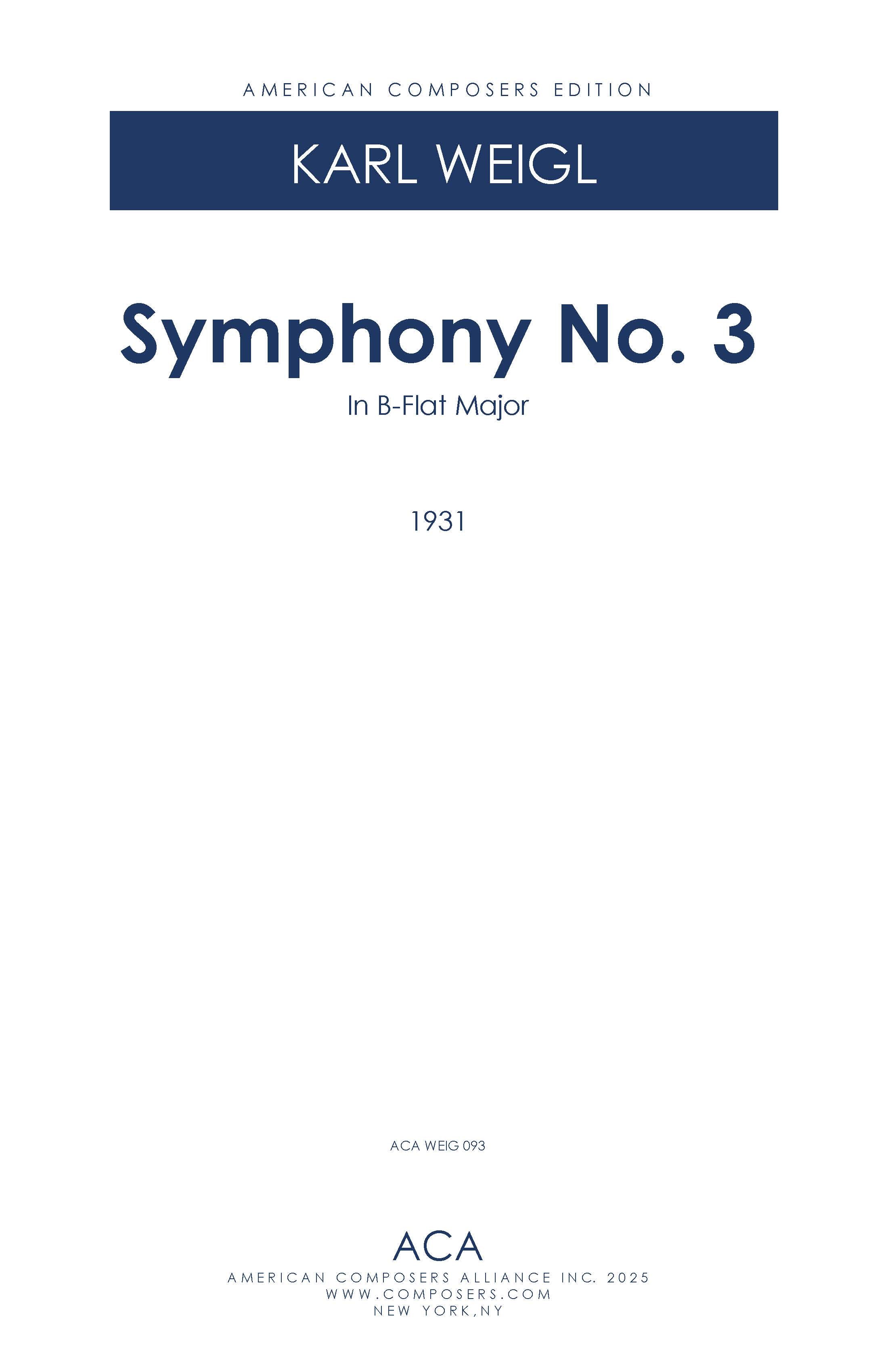 Symphony No. 3 in B-Flat Major – American Composers Alliance