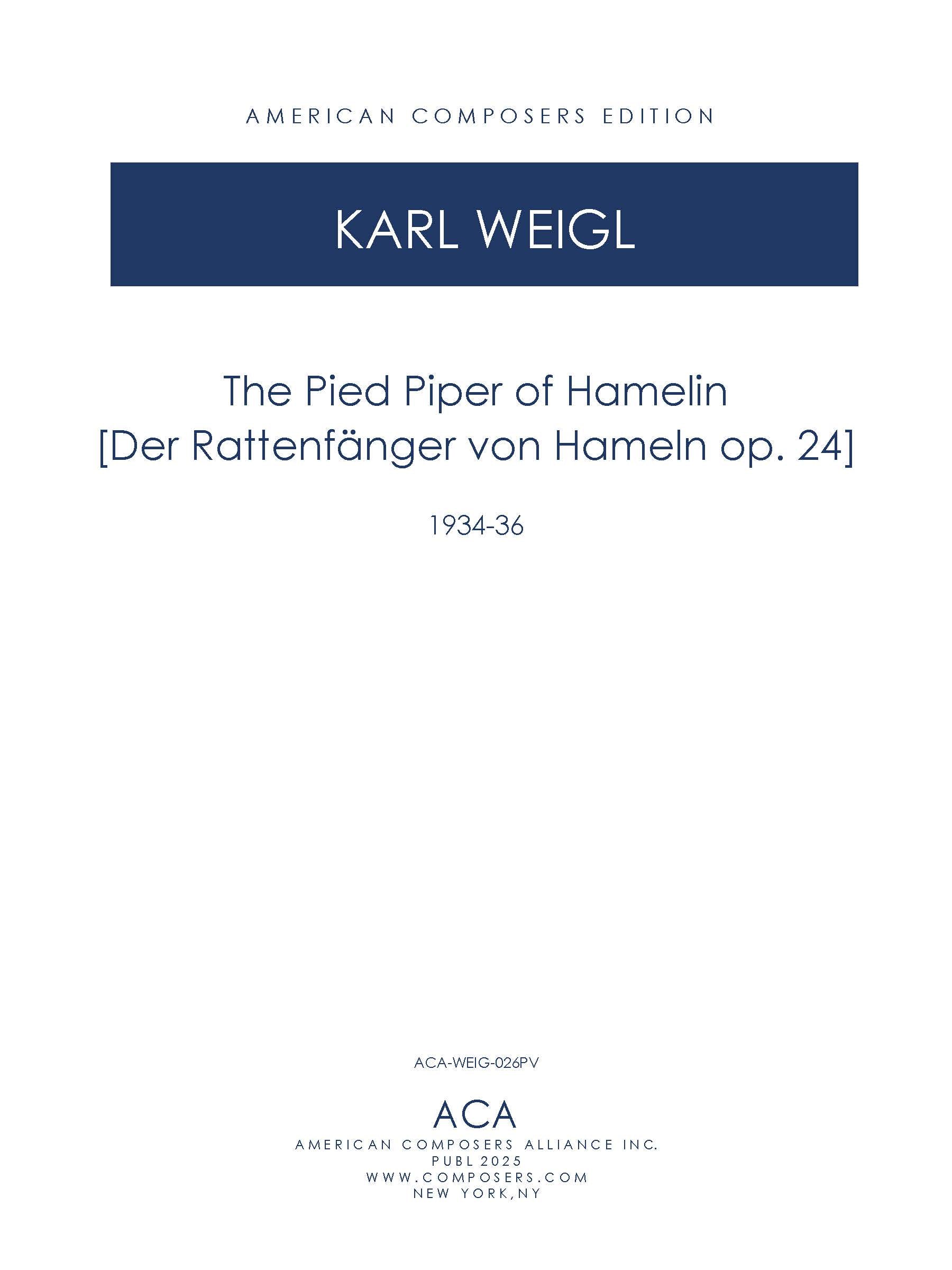 Pied Piper of Hamelin Operetta - Piano Vocal – American Composers Alliance