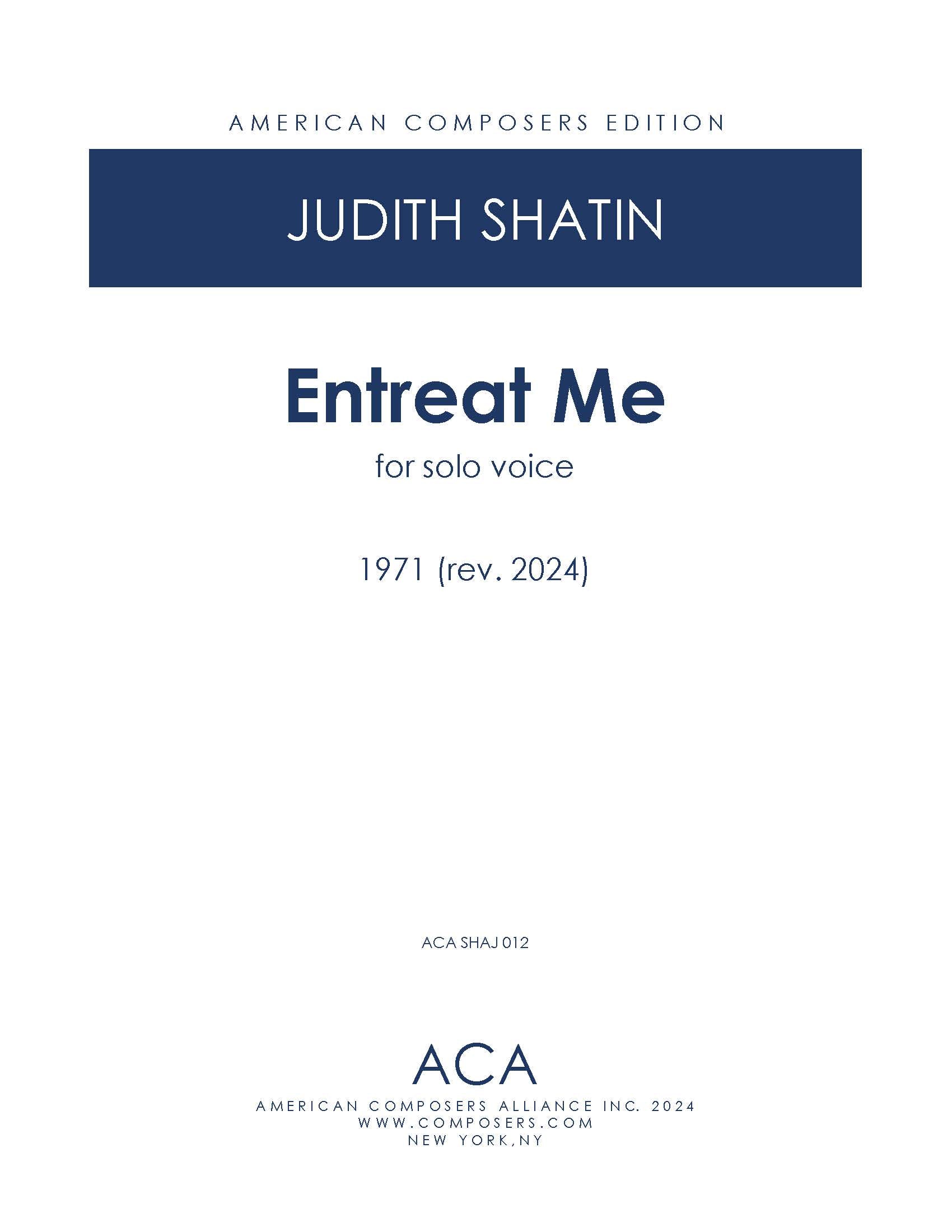 Entreat Me – American Composers Alliance