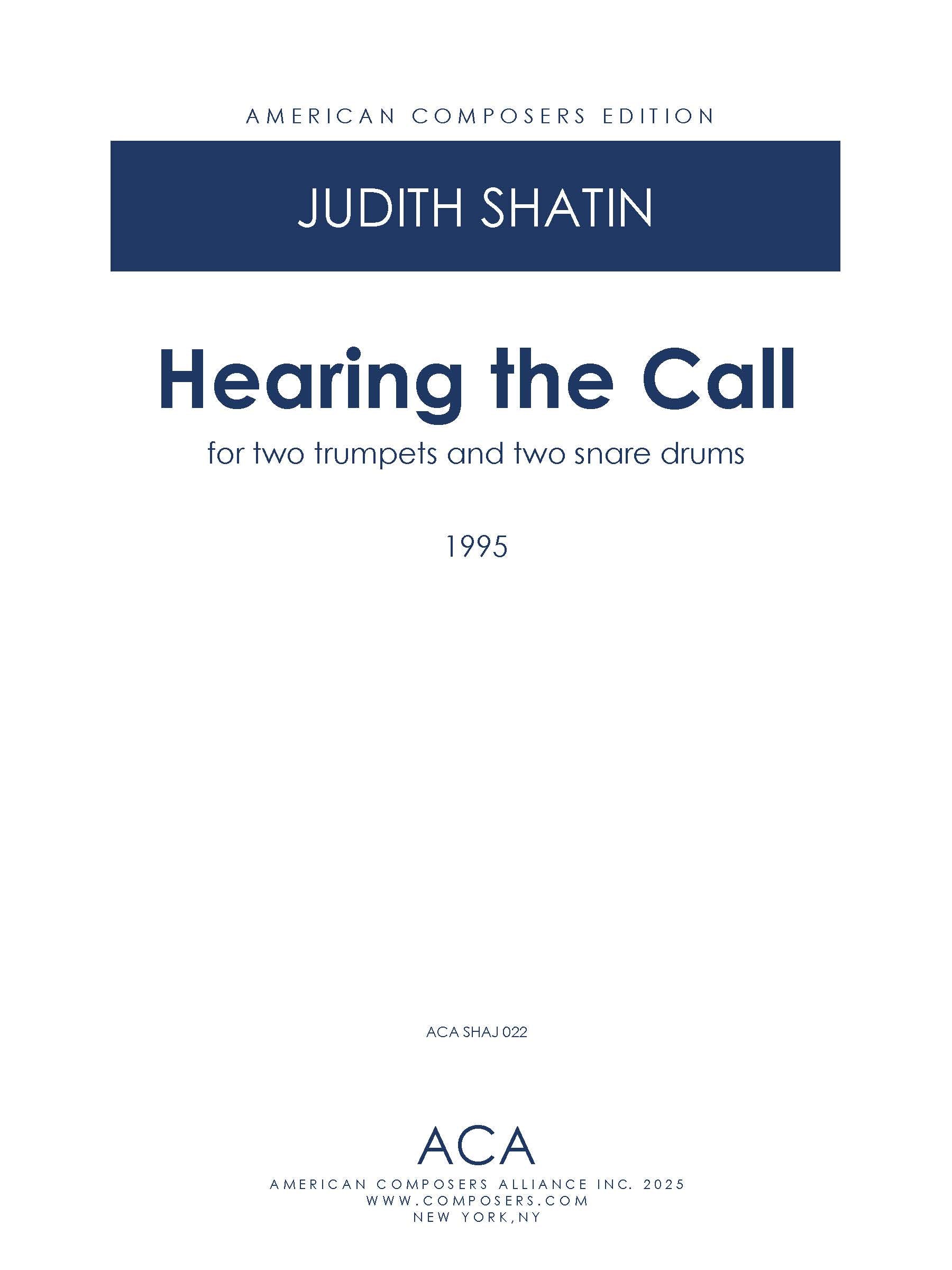 Hearing the Call – American Composers Alliance