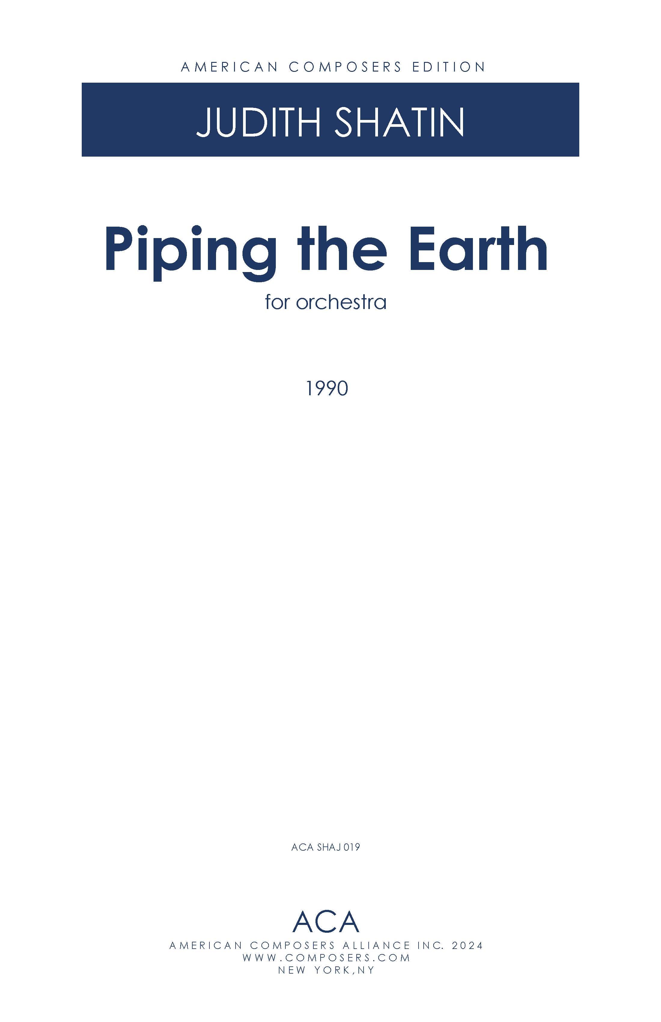 Piping the Earth – American Composers Alliance