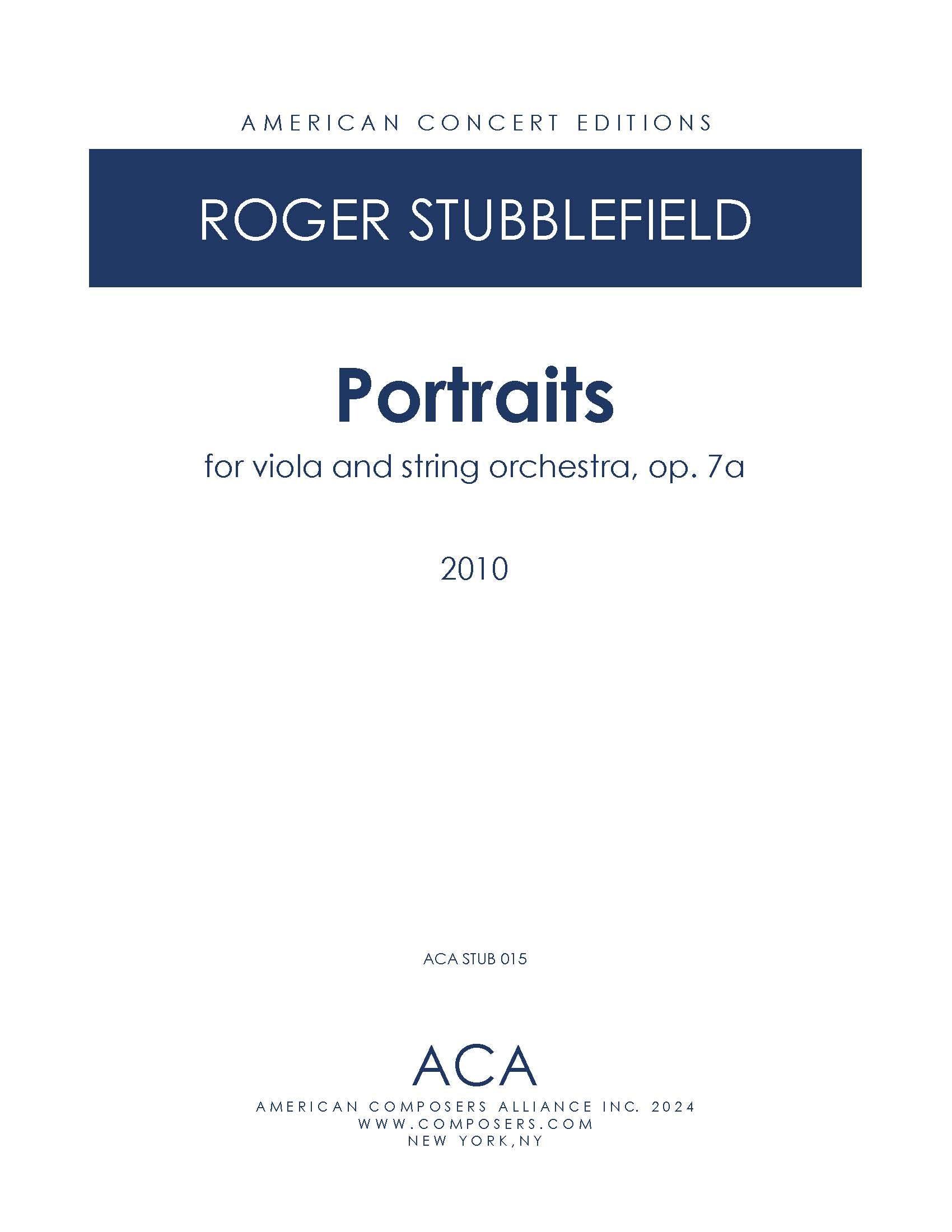 Portraits for Viola and String Orchestra, Op. 7a – American Composers ...