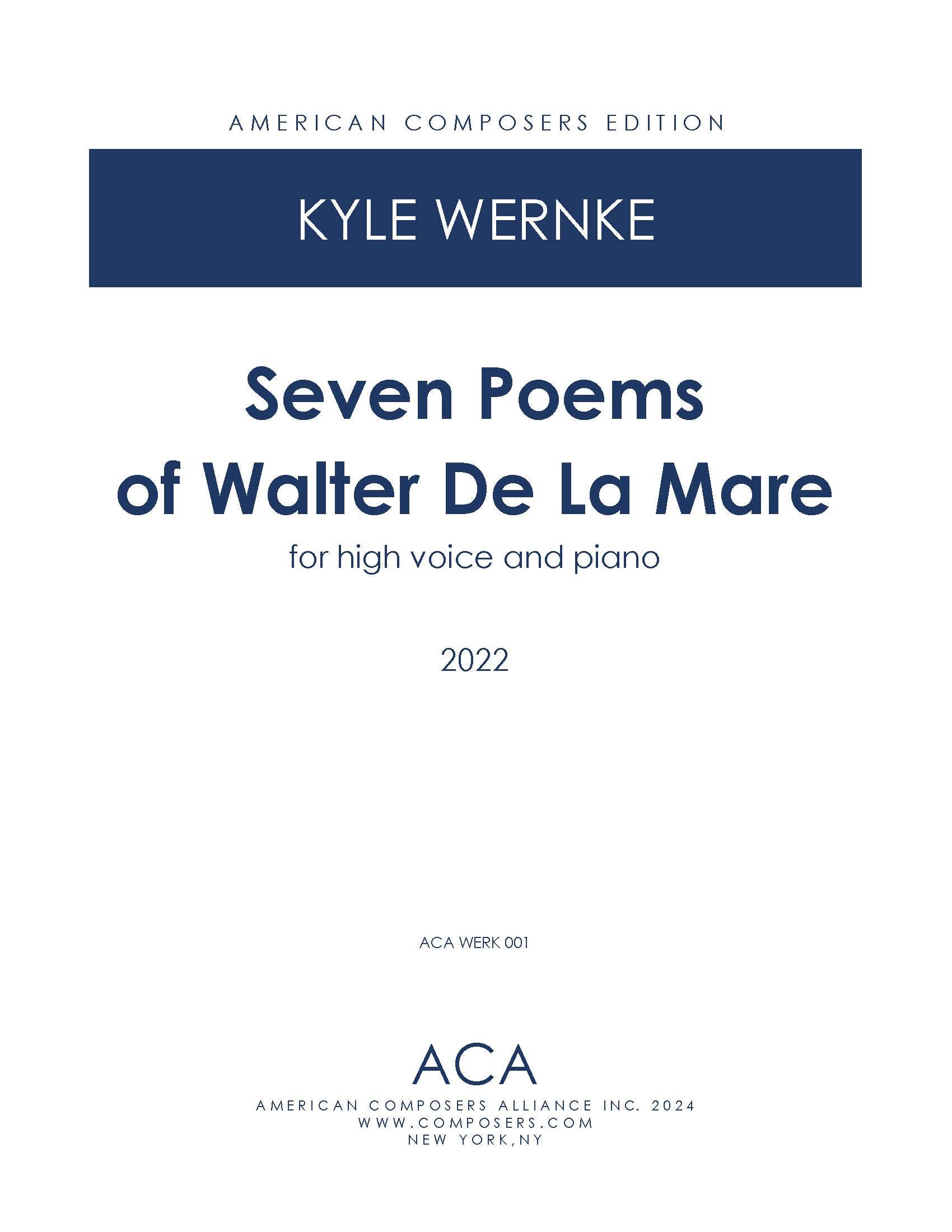 Seven Poems of Walter De La Mare – American Composers Alliance